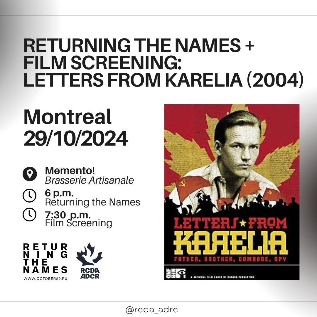 Returning the names + Film screening: Letters from Karelia (2004 ...